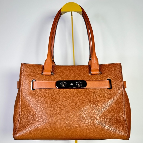 Coach | Bags | Coach Swagger 27 Carryall F36624brown Pebble Leather ...
